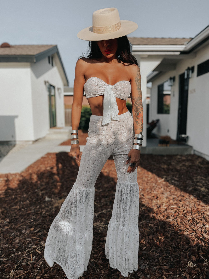 White Lace Crop Top Outfit